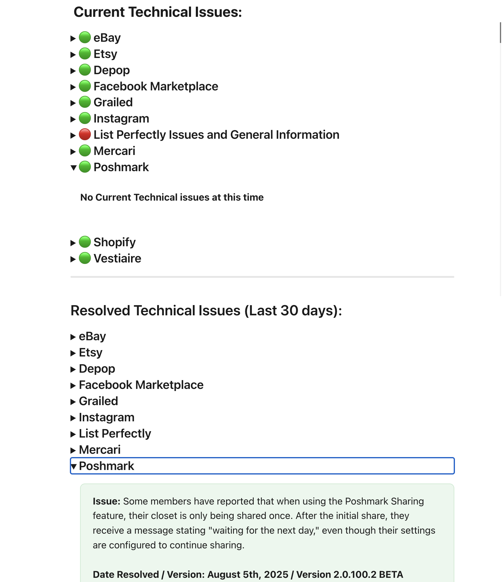Tech Issues on List Perfectly? Check the Current Issues Page First ...